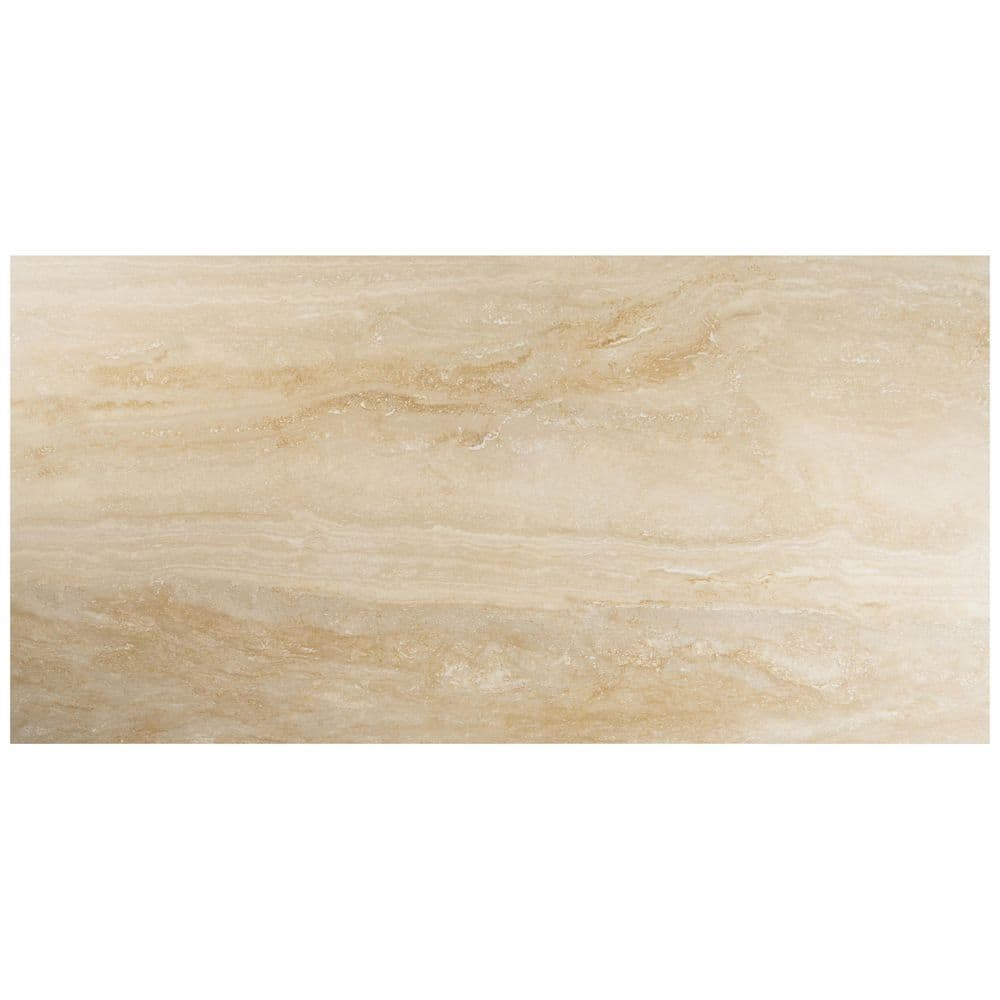 Ivy Hill Tile Auramar Travertino Crema Beige 8 in. x 0.33 in ...