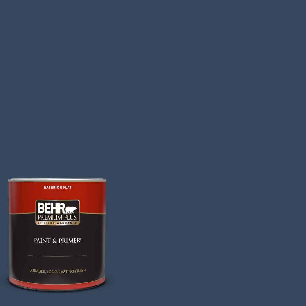 BEHR PREMIUM PLUS 1 qt. #MQ5-54 Compass Blue Flat Exterior Paint ...