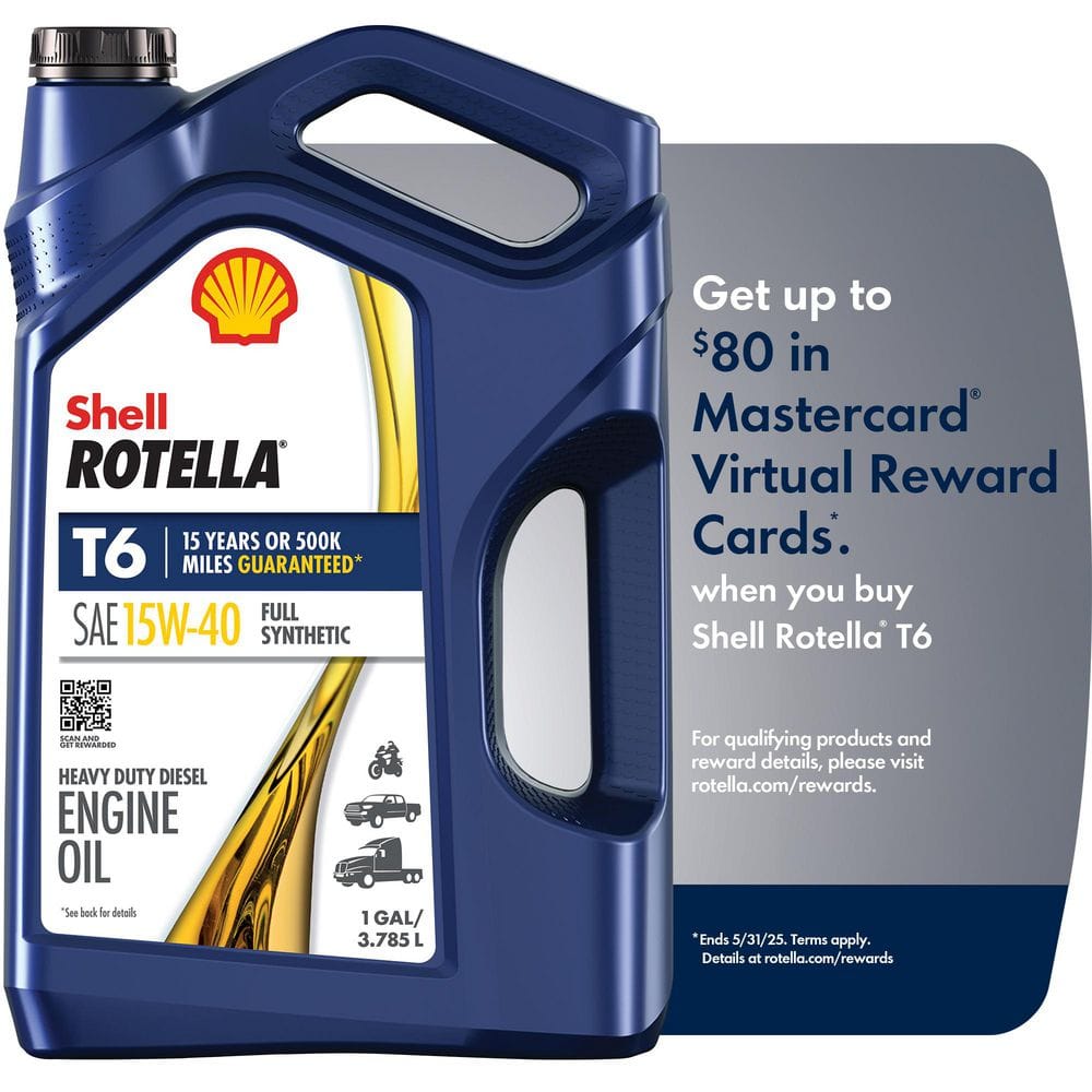 Shell Rotella T6 Full Synthetic SAE 15W-40 Diesel Motor Oil 1 Gal ...