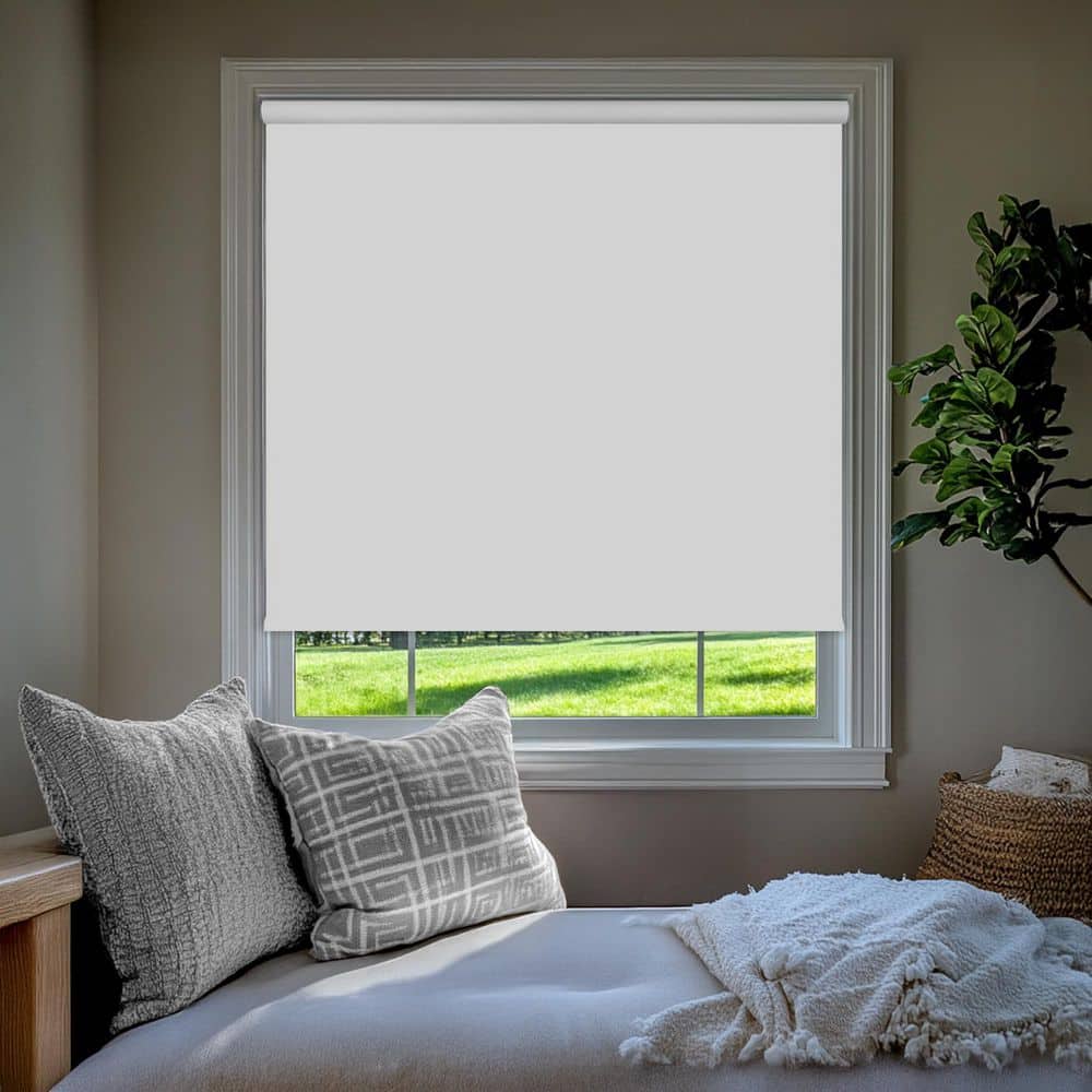 Chicology White Solid Cordless Blackout Privacy Vinyl Roller Shade 33 ...