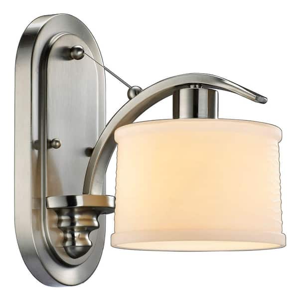 Hampton Bay Mayport Collection 1-Light Brushed Nickel Sconce EW1359SBA ...