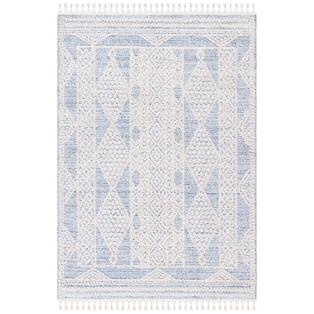 SAFAVIEH Chapel 5 ft. x 8 ft. Blue/Ivory Geometric High-Low Area Rug ...