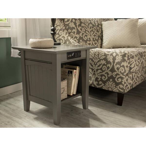 AFI Nantucket Grey End Table with Charger AH14319