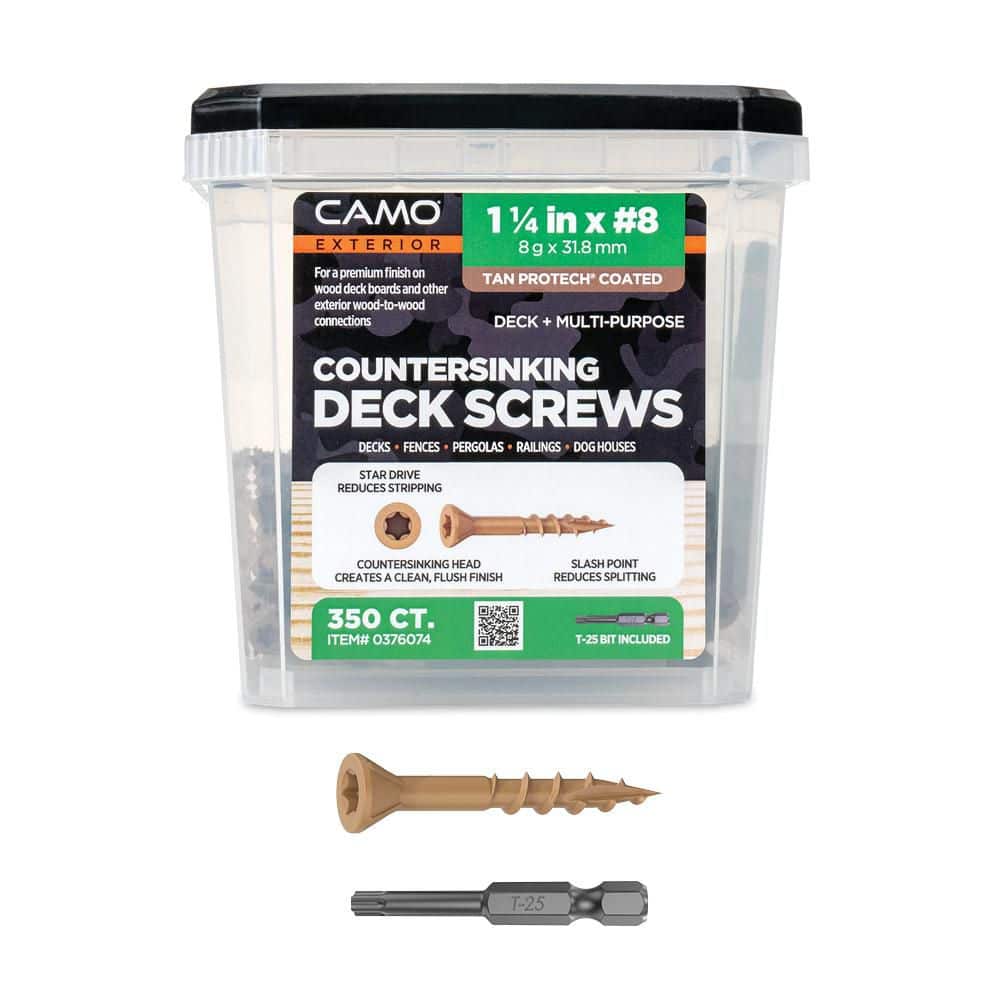 CAMO #8 x 1-1/4 in. Tan ACQ Rated Star Drive Flat Head Wood Deck Screw ...