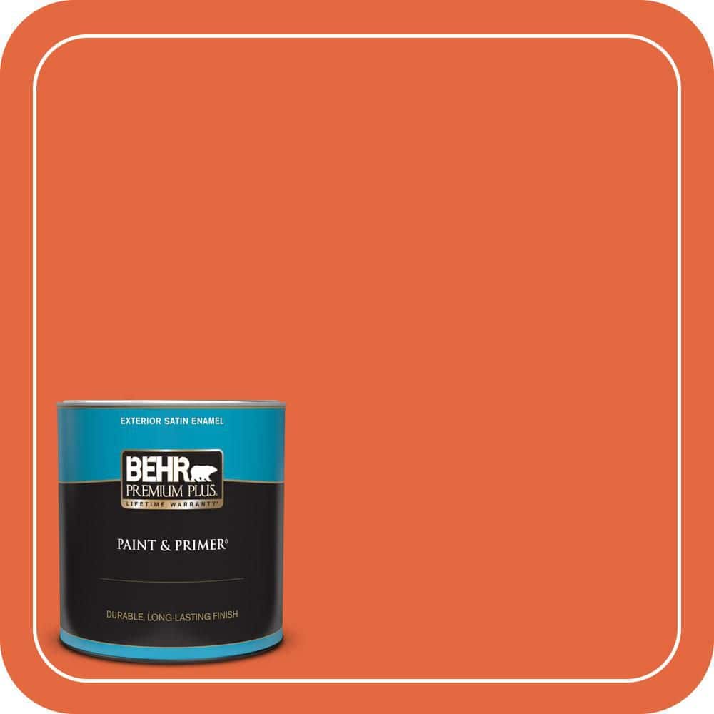 BEHR PREMIUM PLUS 1 qt. #P190-6 Emergency Zone Satin Enamel Exterior ...
