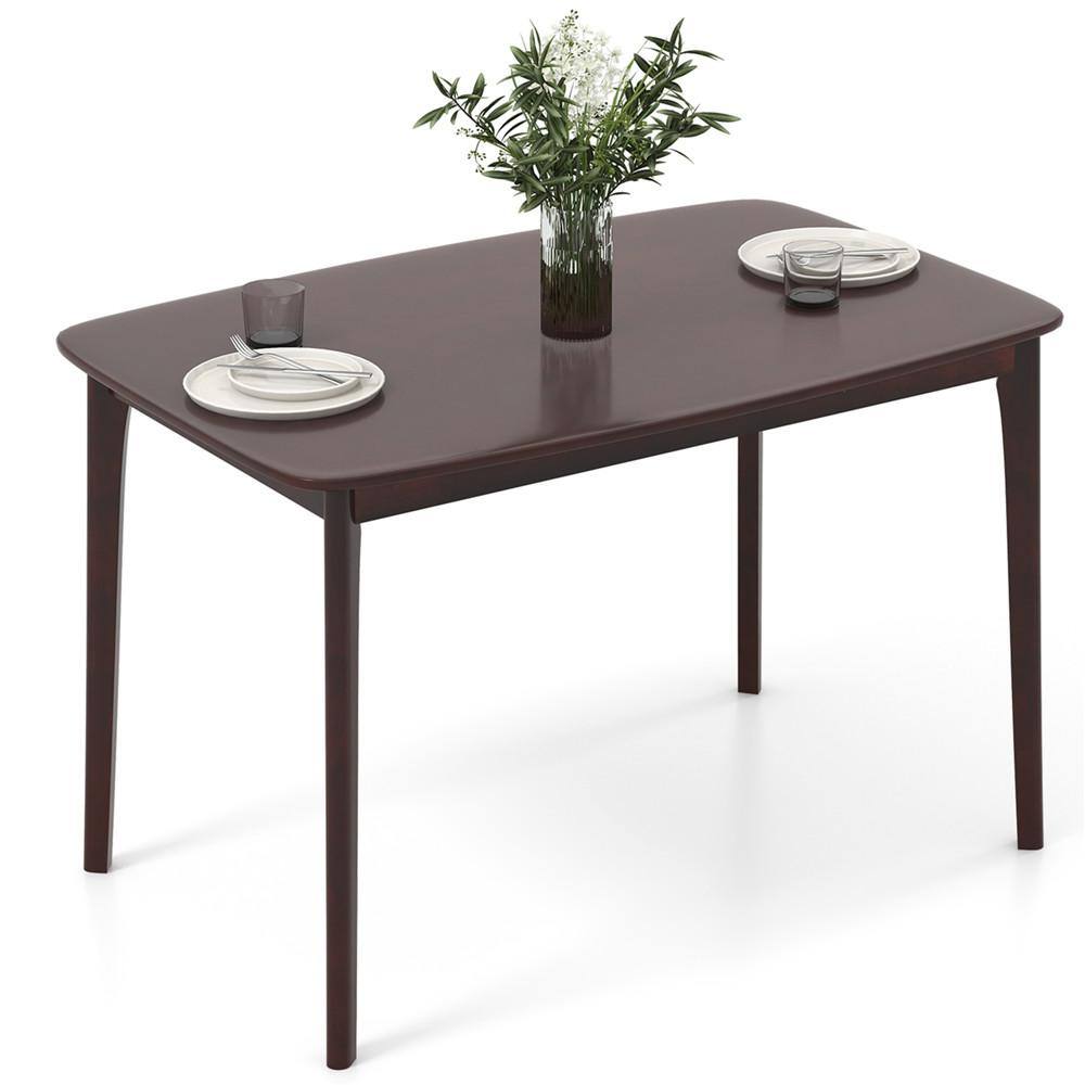 Costway Cherry Wood 48 in. 4 Legs Dining Table Seats 4 HCST00606 - The ...