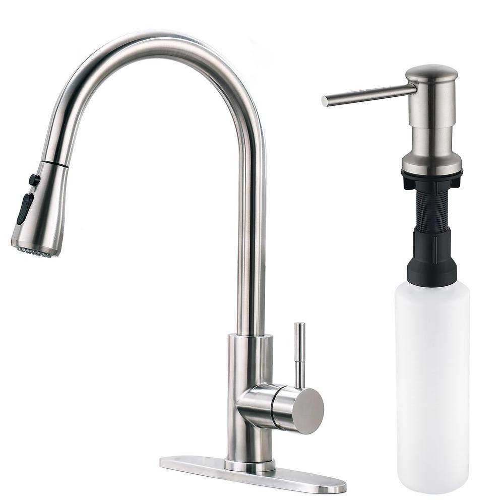 ruiling Single Handle Pull Down Sprayer Kitchen Faucet with Soap ...