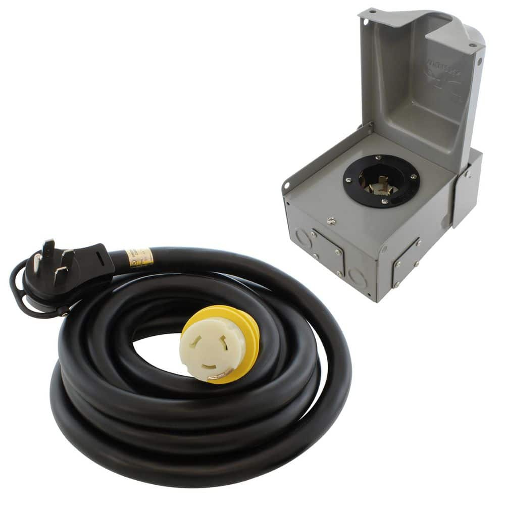 AC WORKS 50A Emergency Power Kit with SS2-50 Inlet Box and 15 ft. Cord ...
