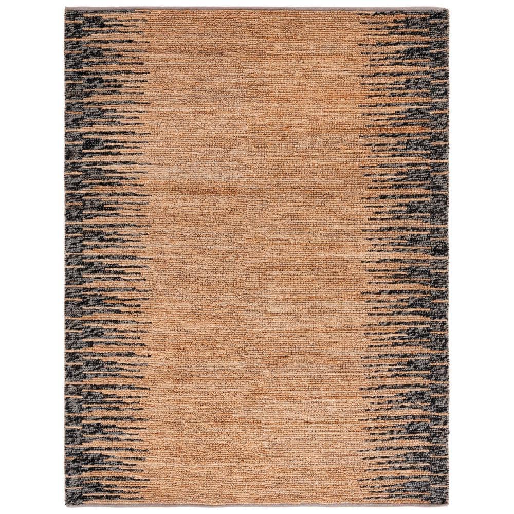 SAFAVIEH Natural Fiber Beige/Black 8 ft. x 10 ft. Transition Marle Area ...