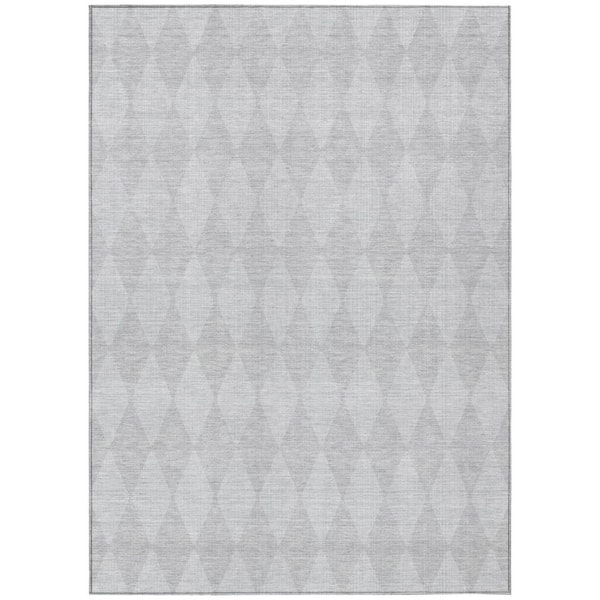 HomeRoots Pewter, Silver 8 ft. x 10 ft. Woven Geometric Polyester ...