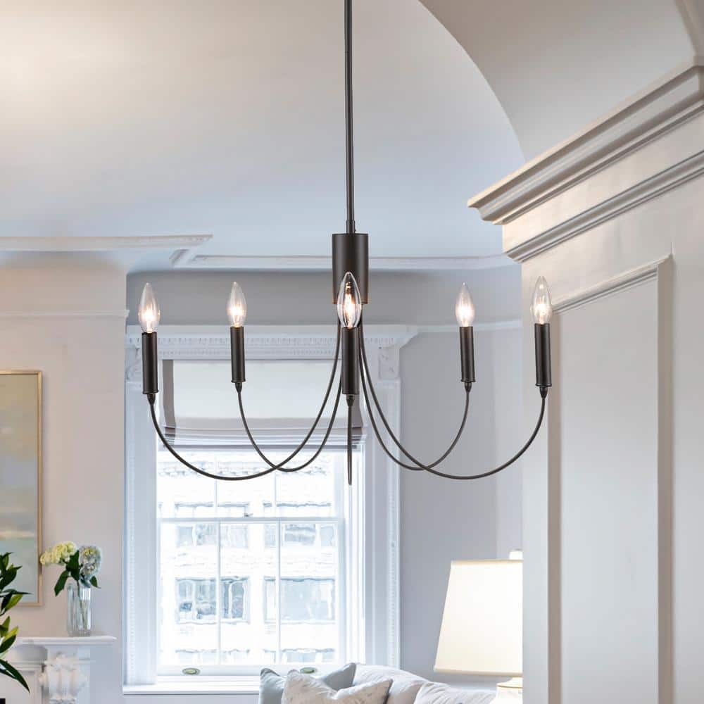 EDISLIVE Galea 5-Light Black Linear Chandelier Candlestick Island ...