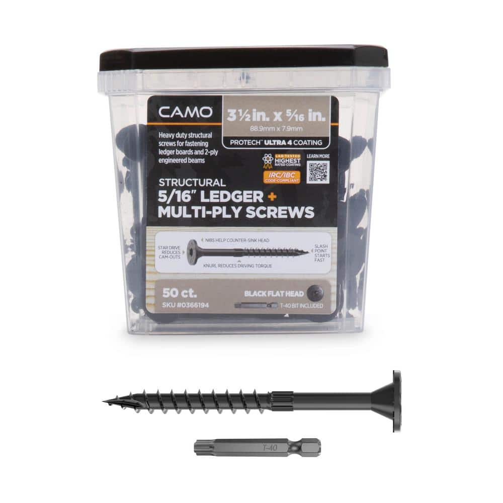 CAMO 5/16 in. x 3-1/2 in. Star Drive Flat Head Multi-Purpose + Multi ...