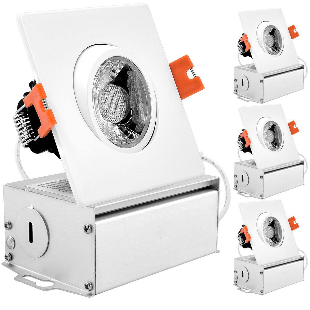 LUXRITE 3 Inch Canless Recessed Light J-Box 8W=50W 3 Color Selectable ...