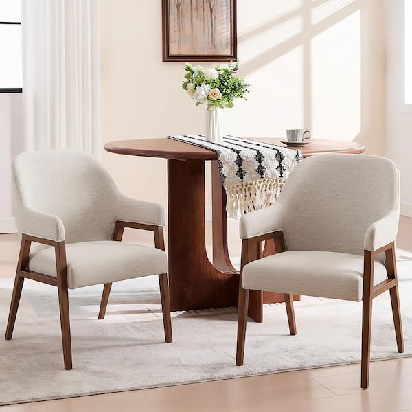 CHRISTOPHER KNIGHT HOME Strength Beige+Walnut Fabric Upholstered Dining ...