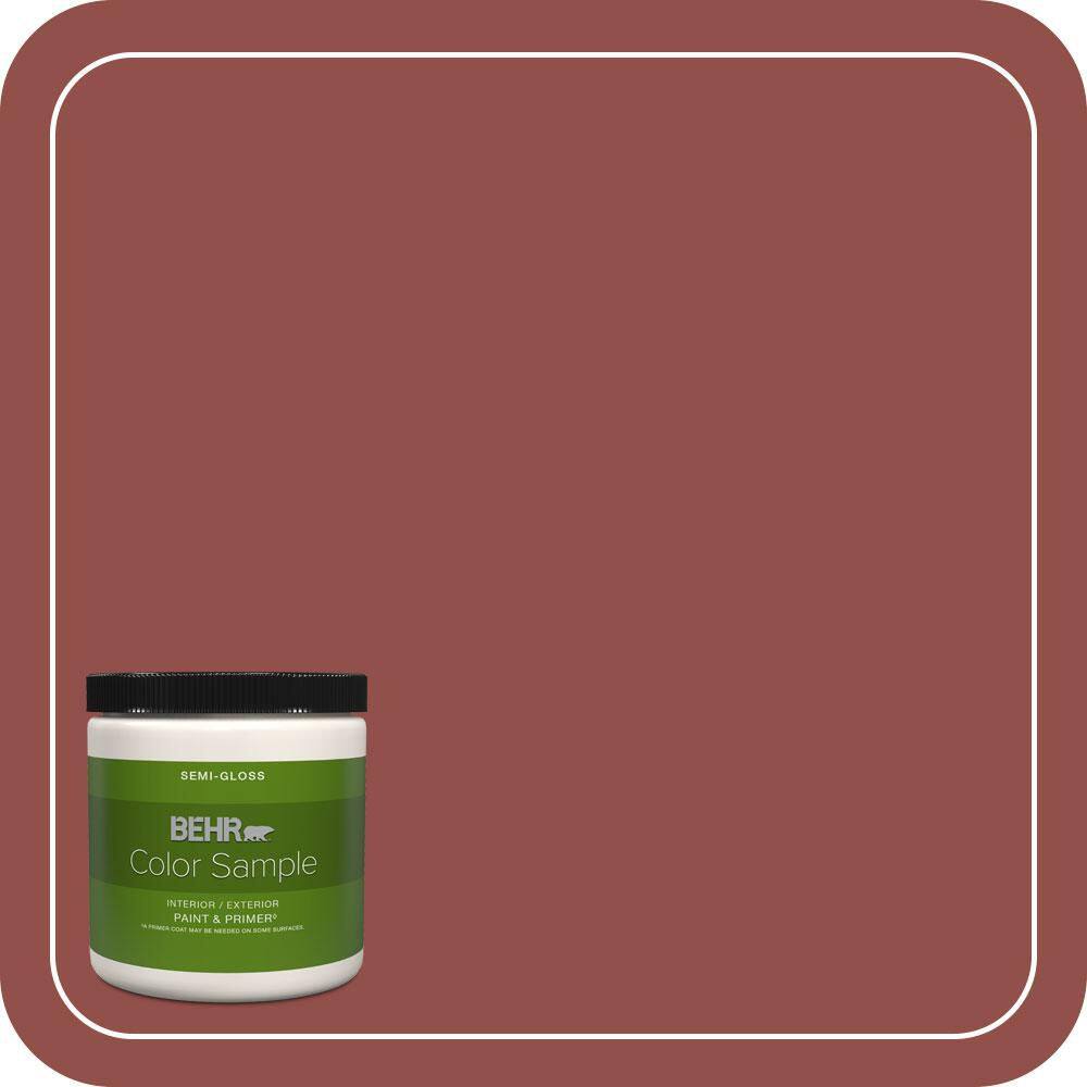 BEHR PREMIUM PLUS 8 oz. #ICC-72 Cinnabar Semi-Gloss Interior/Exterior ...