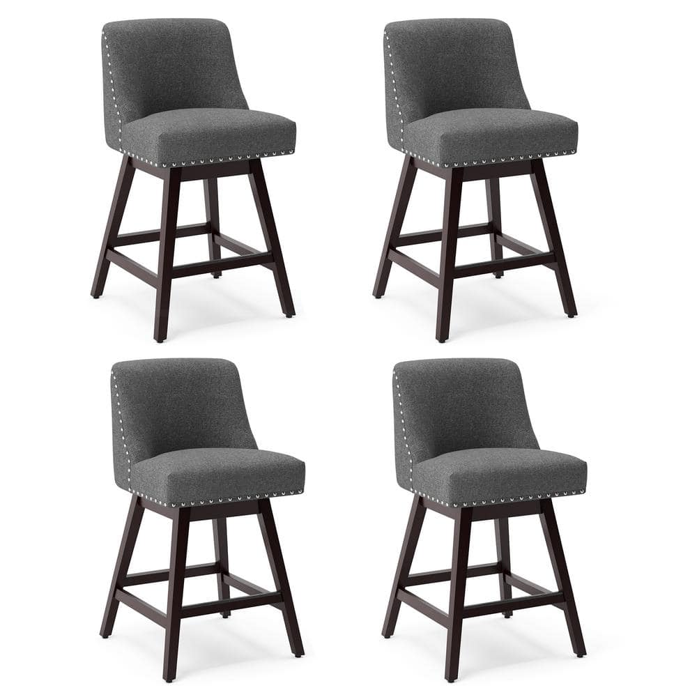 OrangeOne 26 in. Wood 360 Free Swivel Upholstered Bar Stool with Back ...