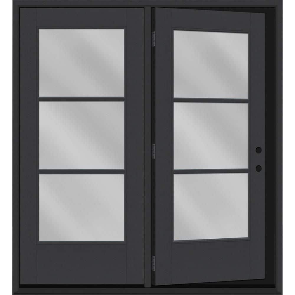 Steves & Sons Legacy 72 in. x 80 in. Icon 3L Modern ClearGlass Black LH ...