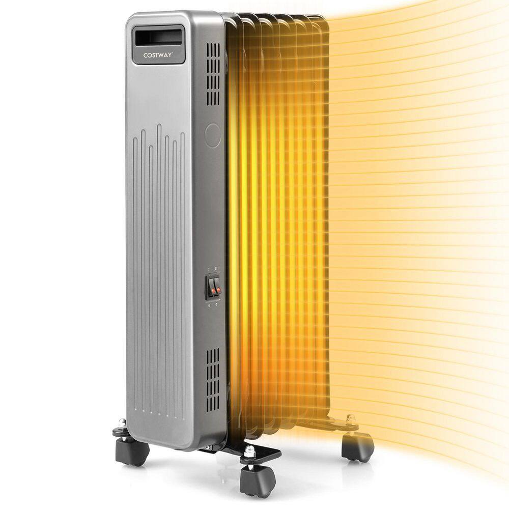 Costway 1500-Watt Oil-Filled Radiator Heater Portable Electric Space ...