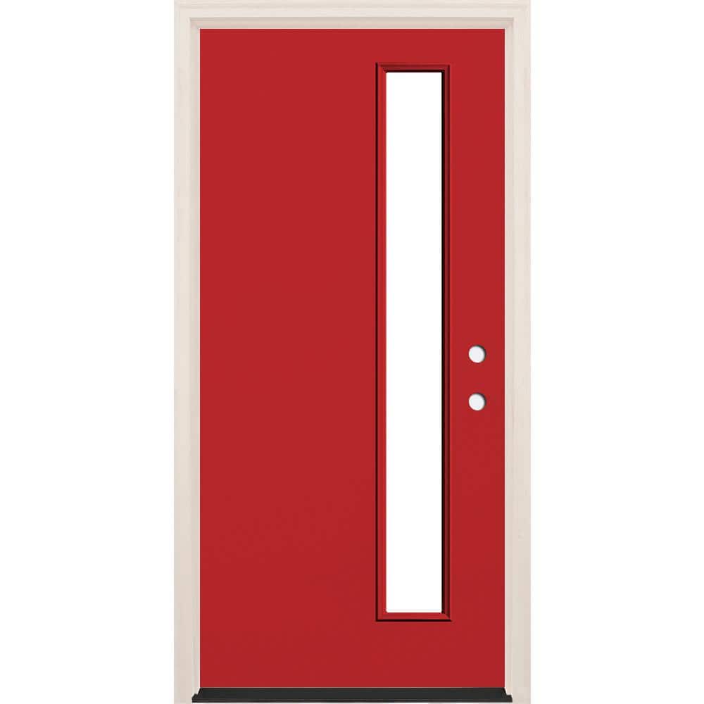 Builders Choice 36 in. x 80 in. Left-Hand/Inswing Clear Glass Ruby Red ...