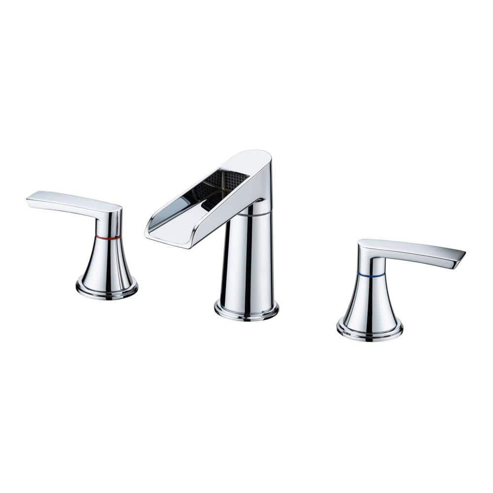 FLG 8 in. Widespread Double Handle Bathroom Faucet with Drain Kit ...