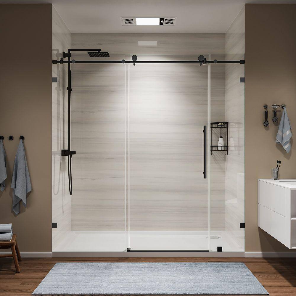 Xspracer Hoven 72 in. W x 74 in. H Sliding Frameless Shower Door in ...