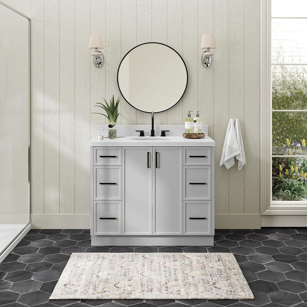 ARIEL Kelly 42 in. W x 22 in. D x 36 in. H Single Bath Vanity in Gray ...