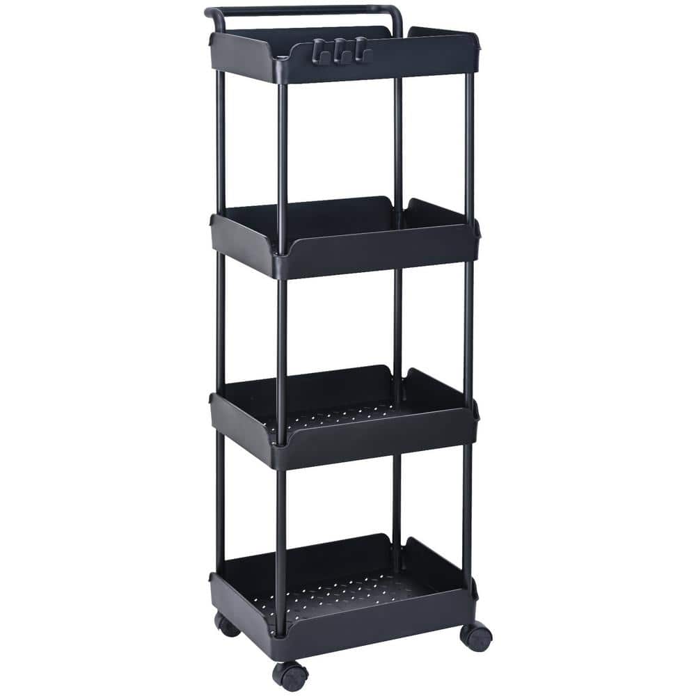 VEVOR 132 lbs. Capacity 4-Tier Rolling Utility Cart Multi-Functional ...