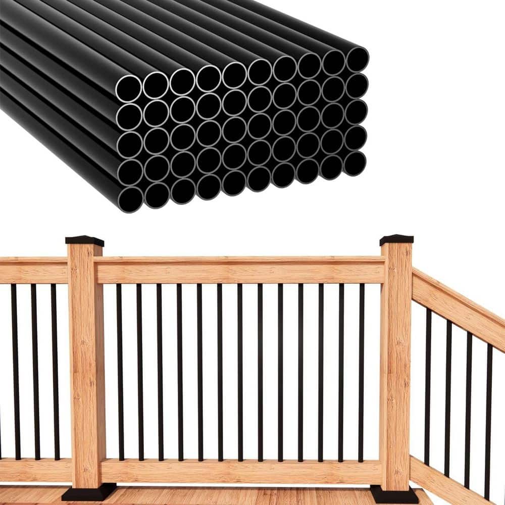 WRIGHTMASTER 26 in. H x 0.75 in. W Black Iron Stair Railing Kit with ...