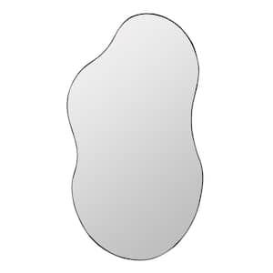 THKSHOUZ 22 in. W x 36 in. H Irregular Wall Mirror in Black Decorative ...