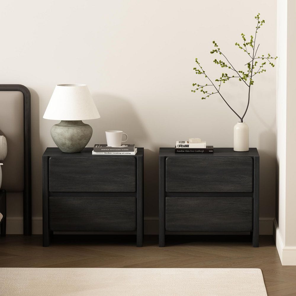Manhattan Comfort Linda Modern Charcoal Grey 2-Drawer 24 in. W ...