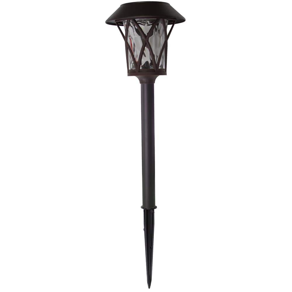Hampton Bay 14 Lumens Solar Bronze LED Metal Glass Path Light NXT-2370 ...