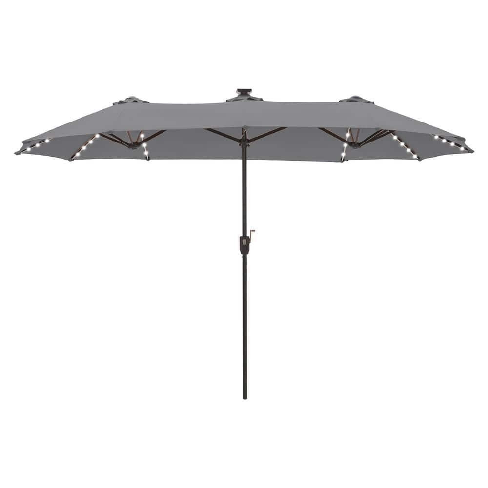 PHI VILLA 13 ft. Steel Market 8-Color Solar LED Lights Patio Umbrella ...