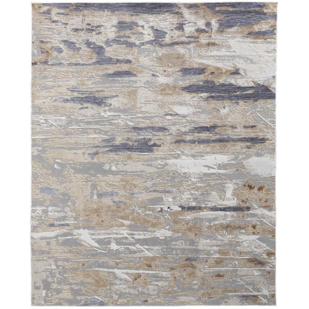 HomeRoots 2 ft. x 8 ft. Tan, Ivory Abstract Area Rug 2000514133 - The ...