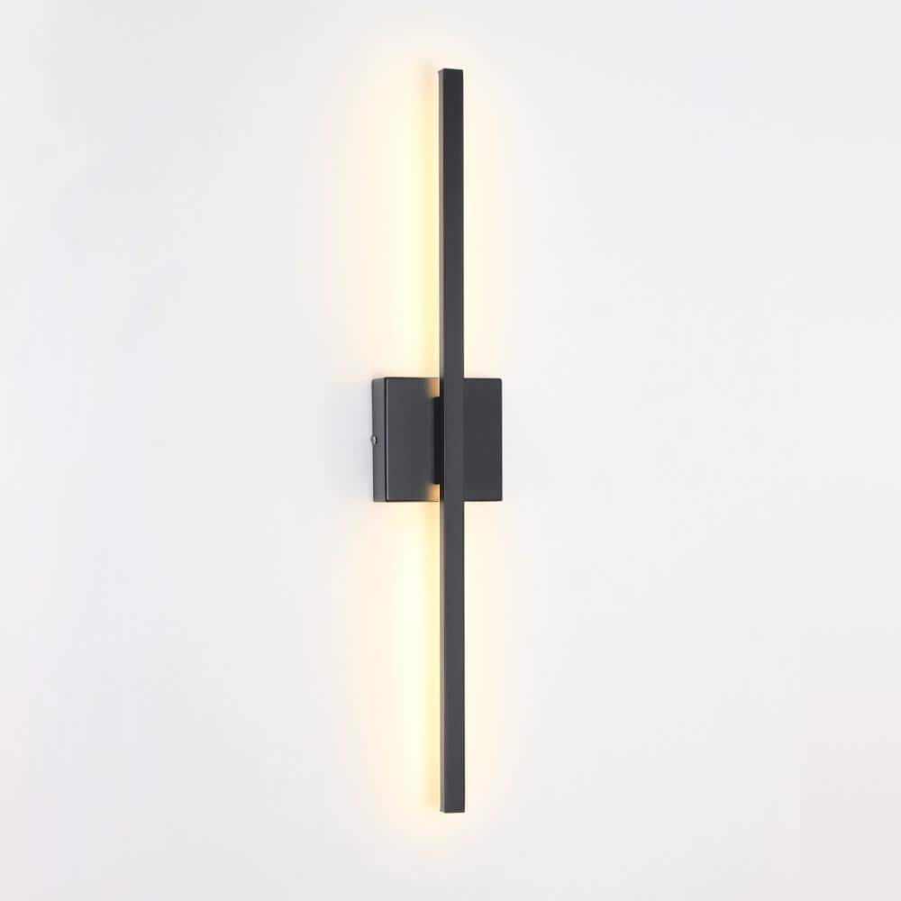 UMEILUCE :1-Light 27.5 in. Black Straight Line LED Wall Sconce with ...