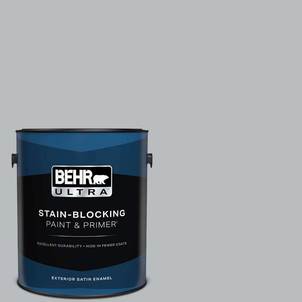 BEHR ULTRA 1 gal. #PPU18-05 French Silver Satin Enamel Exterior Paint ...
