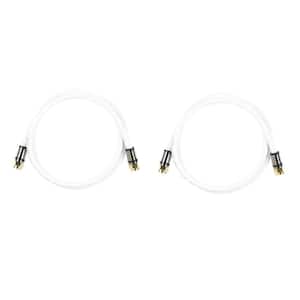 Commercial Electric 3 ft. RG-6 Coaxial Cable, White (2-Pack) Y180507(2) - The Home Depot