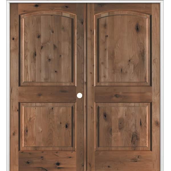 Krosswood Doors 60 in. x 80 in. Rustic 2-Panel Arch Top Left Active ...
