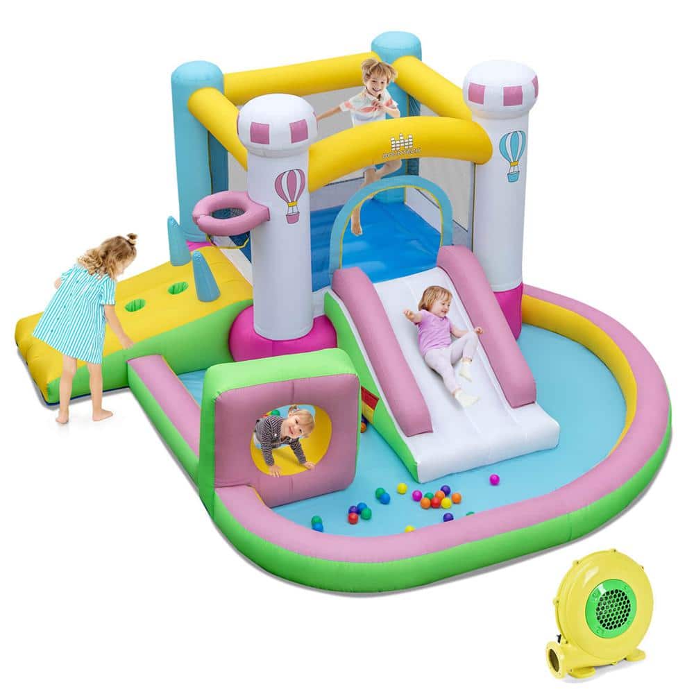 Costway Inflatable Bounce House with Slide Jumping Area Obstacle Ball ...