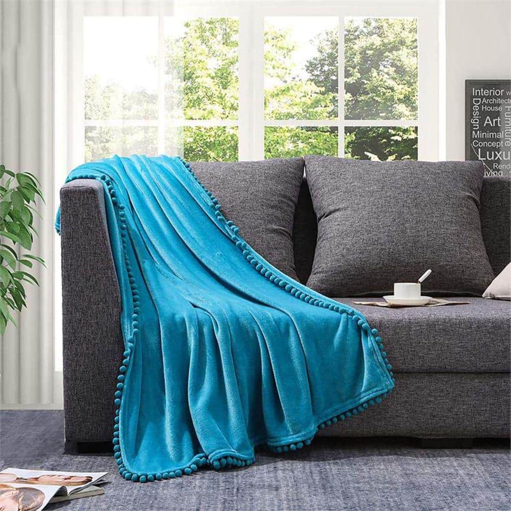 NexHome Teal 60 in. x 80 in. Lightweight Soft Microfiber Throw Blanket ...