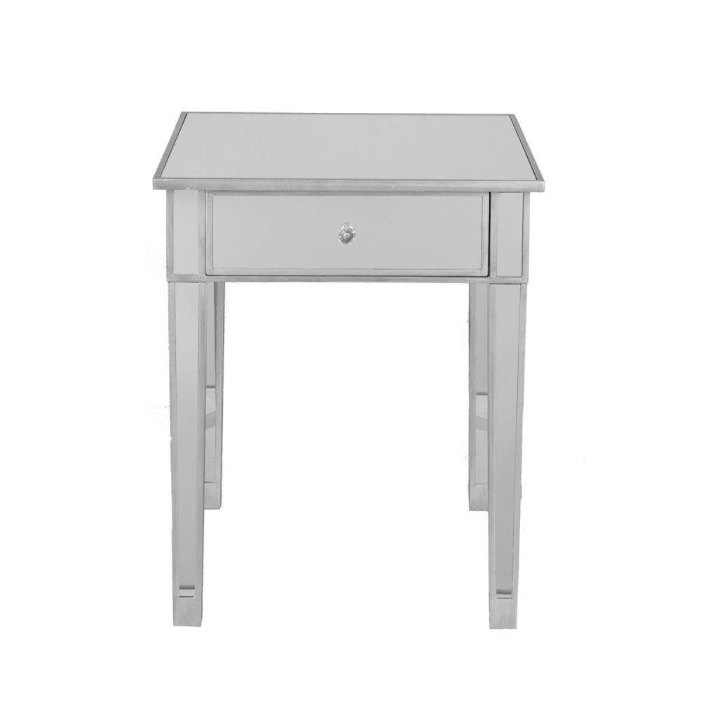 Southern Enterprises Pavel Matte Silver Mirrored End Table HD889511 ...