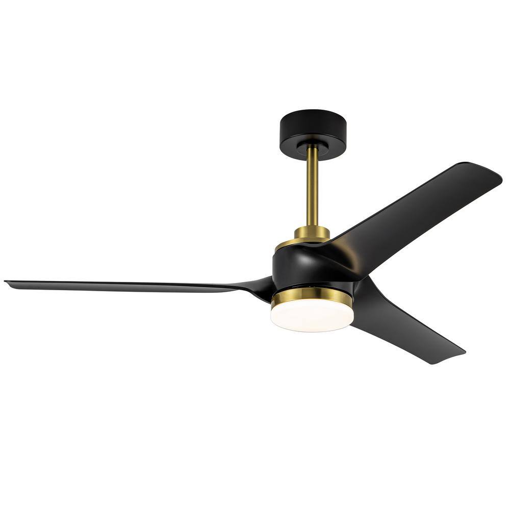 Breezary Clare 52 in. Integrated LED Indoor Black-Blade Gold Ceiling ...
