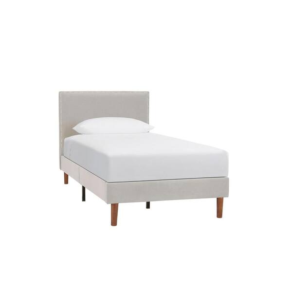 StyleWell Silverton Riverbed Taupe Upholstered Twin Bed with Square ...