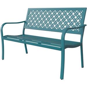 49.5 in 2-Person Sunflower Yellow Metal Outdoor Bench with Armrests ...
