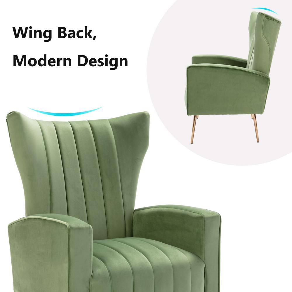 Buy Green Velvet Wingback Chair with Golden Legs Online at Lowest Price ...