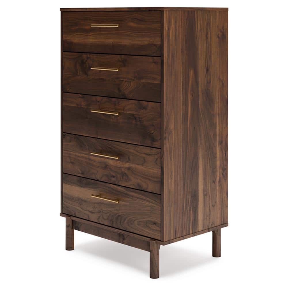 Signature DESIGN BY ASHLEY Calverson Brown 5 Drawer 29.88 in. Chest of ...