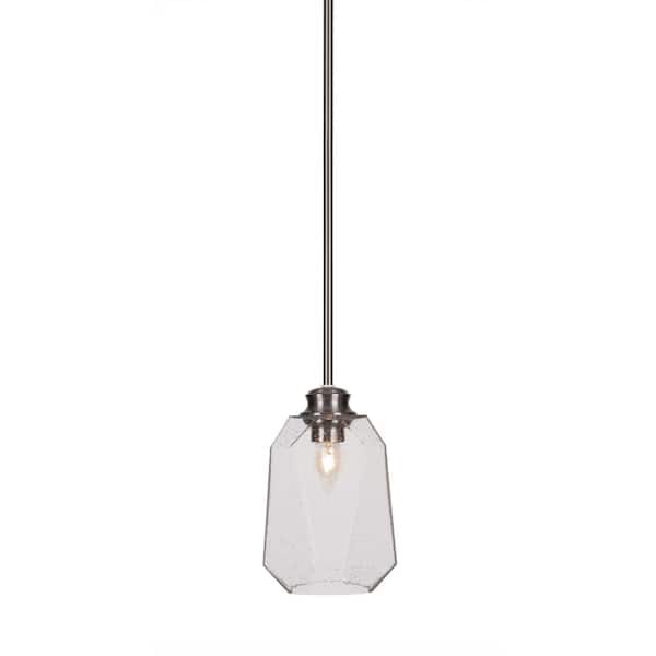 Carlson 60-Watt 1-Light Brushed Nickel Shaded Mini Pendant Light with ...