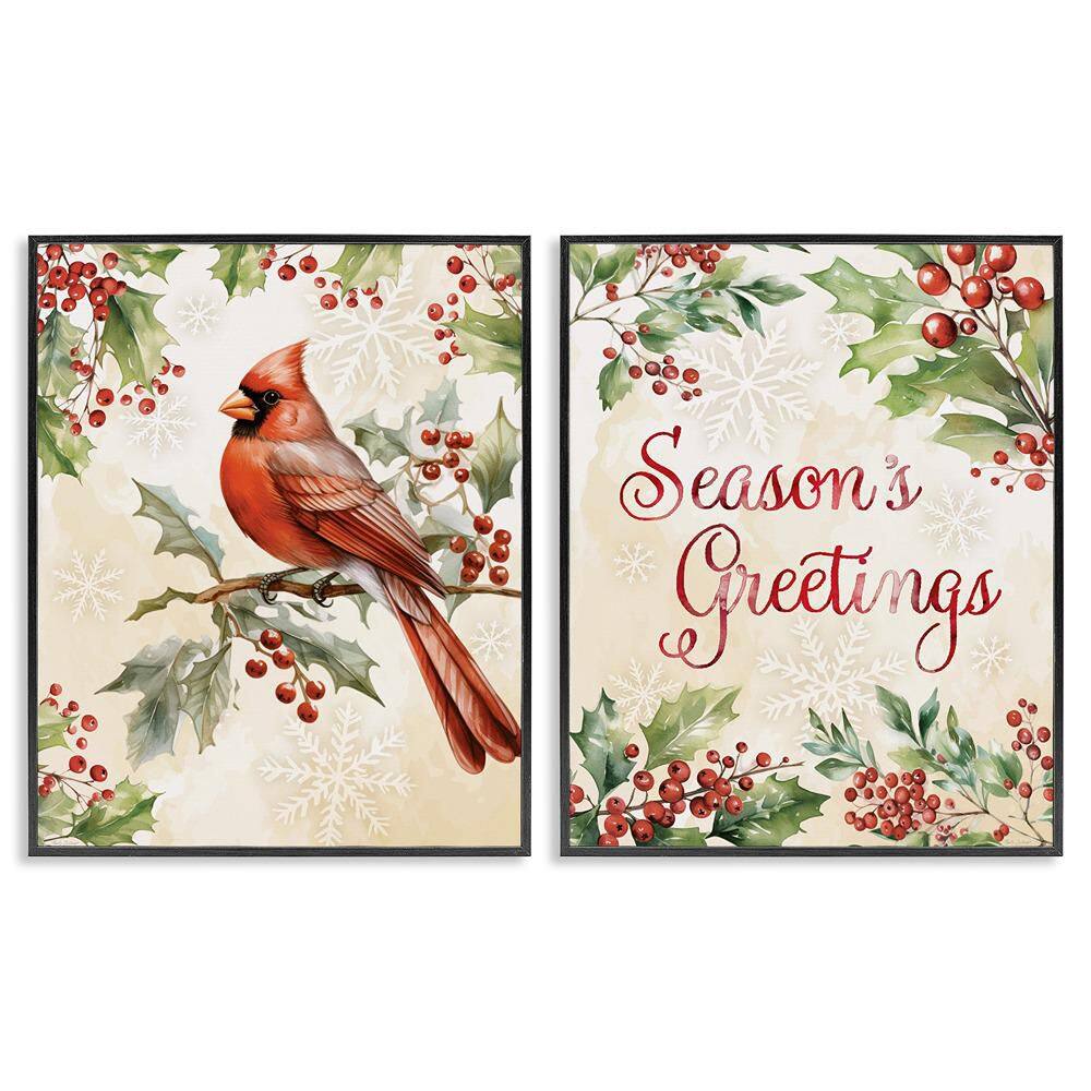 Stupell Industries Season's Greetings and Cardinal by Nicole DeCamp 2 ...