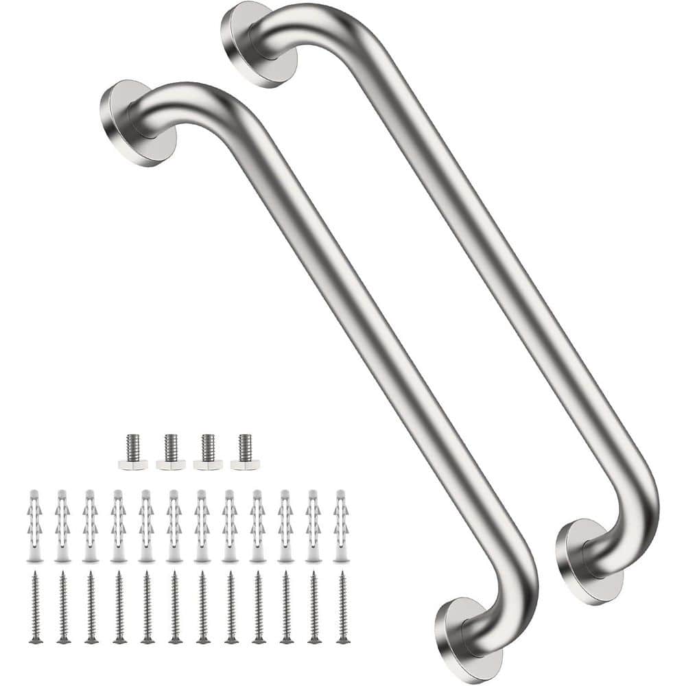 Anqtovp 2-Pack 16 in. Shower Grab Bars Brushed Nickel Stainless Steel ...