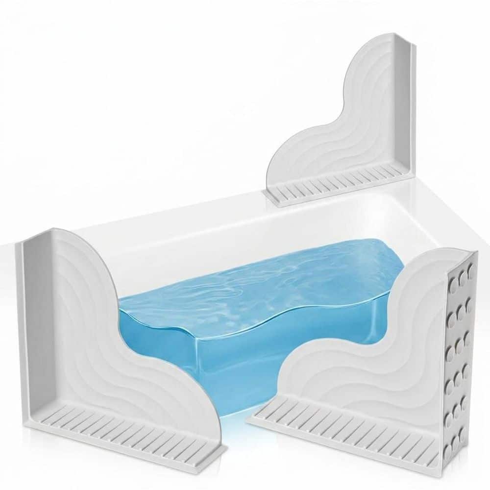 Anqtovp 2 Pack Silicone Shower Splash Guard Gray No-Glue Suction Cup ...