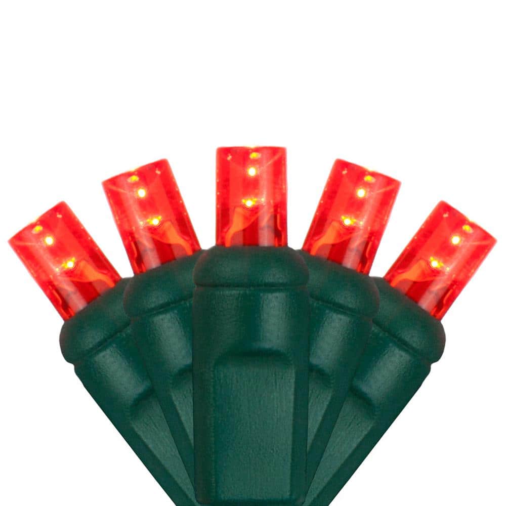 Wintergreen Lighting 24.5 ft. 50-Count LED Red Wide Angle Christmas ...